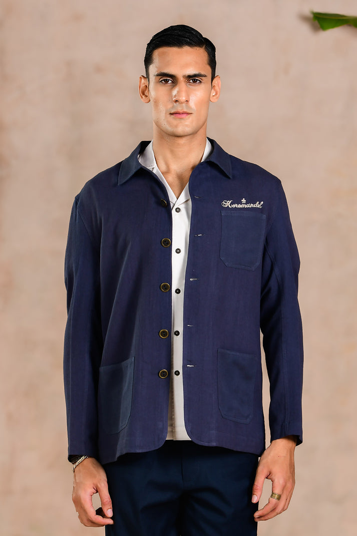 Koromandel Indigo Utility Shacket – Sustainable Luxury for Men